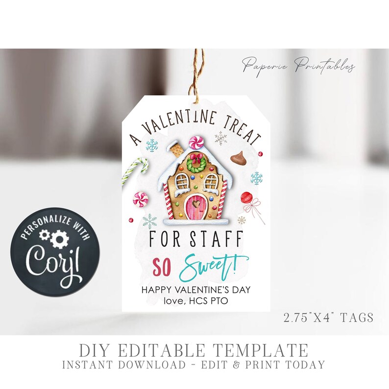Editable Valentine's Day Gift Tag A Valentine Treat for - Etsy