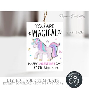 EDITABLE Unicorn Valentine Cards, Kid Valentine Cards, School Valentine ...