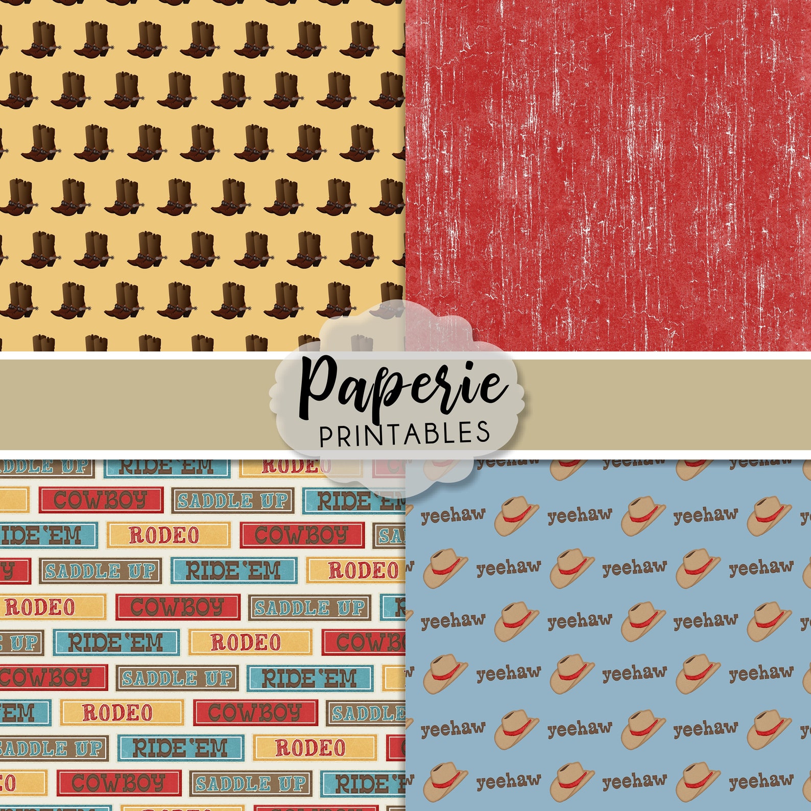 Cowboy Digital Paper 8.5x11 Digital Scrapbooking | Etsy