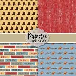 Cowboy Digital Paper - 8.5"x11" Digital Scrapbooking Paper - 50 Papers ...