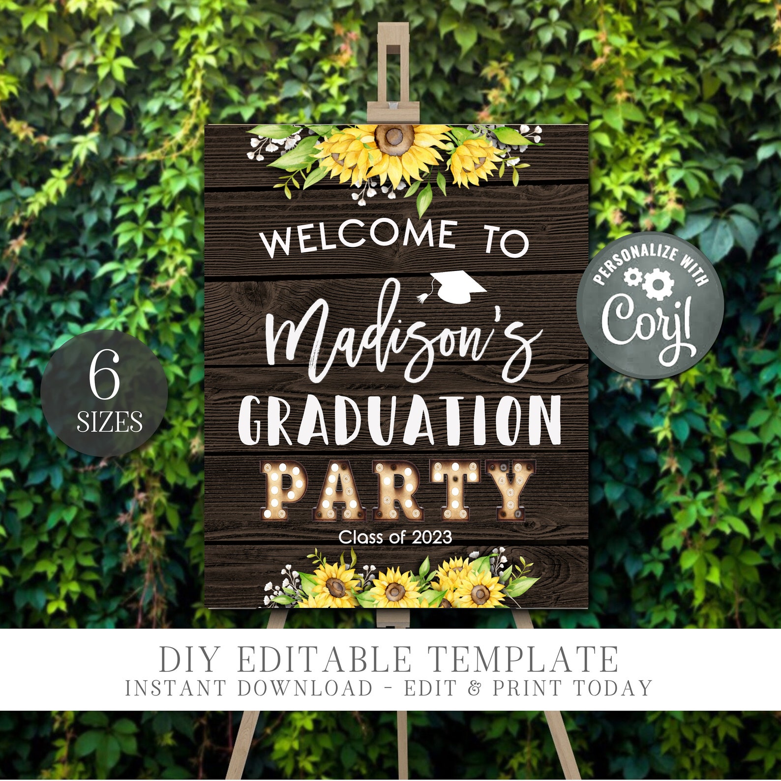 EDITABLE Sunflower Graduation Welcome Sign Sunflower - Etsy
