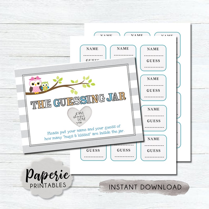Owl Baby Shower Games Bundle Pack - Boy Owl Baby Shower Games - Boy ...