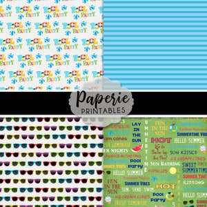 Hello Summer Digital Paper - 8.5x11 Digital Scrapbooking Paper - 50 ...