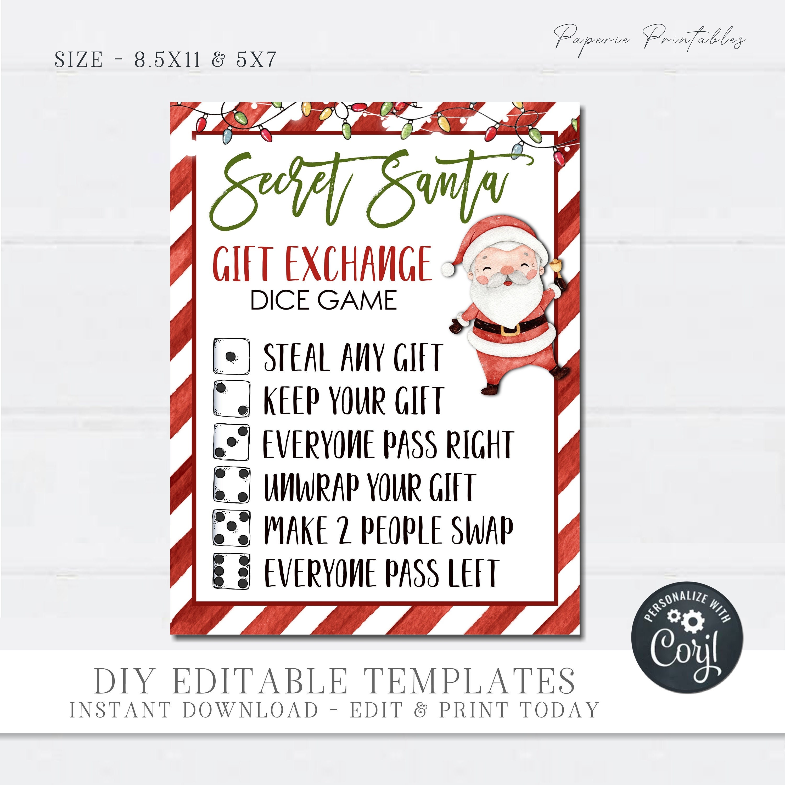 EDITABLE Christmas Gift Exchange Dice Game Card Secret Santa Etsy EDITABLE Christmas Gift Exchange Dice Game Card Secret Santa Etsy