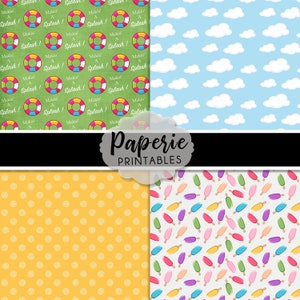 Hello Summer Digital Paper - 12x12 Digital Scrapbooking Paper - 50 ...