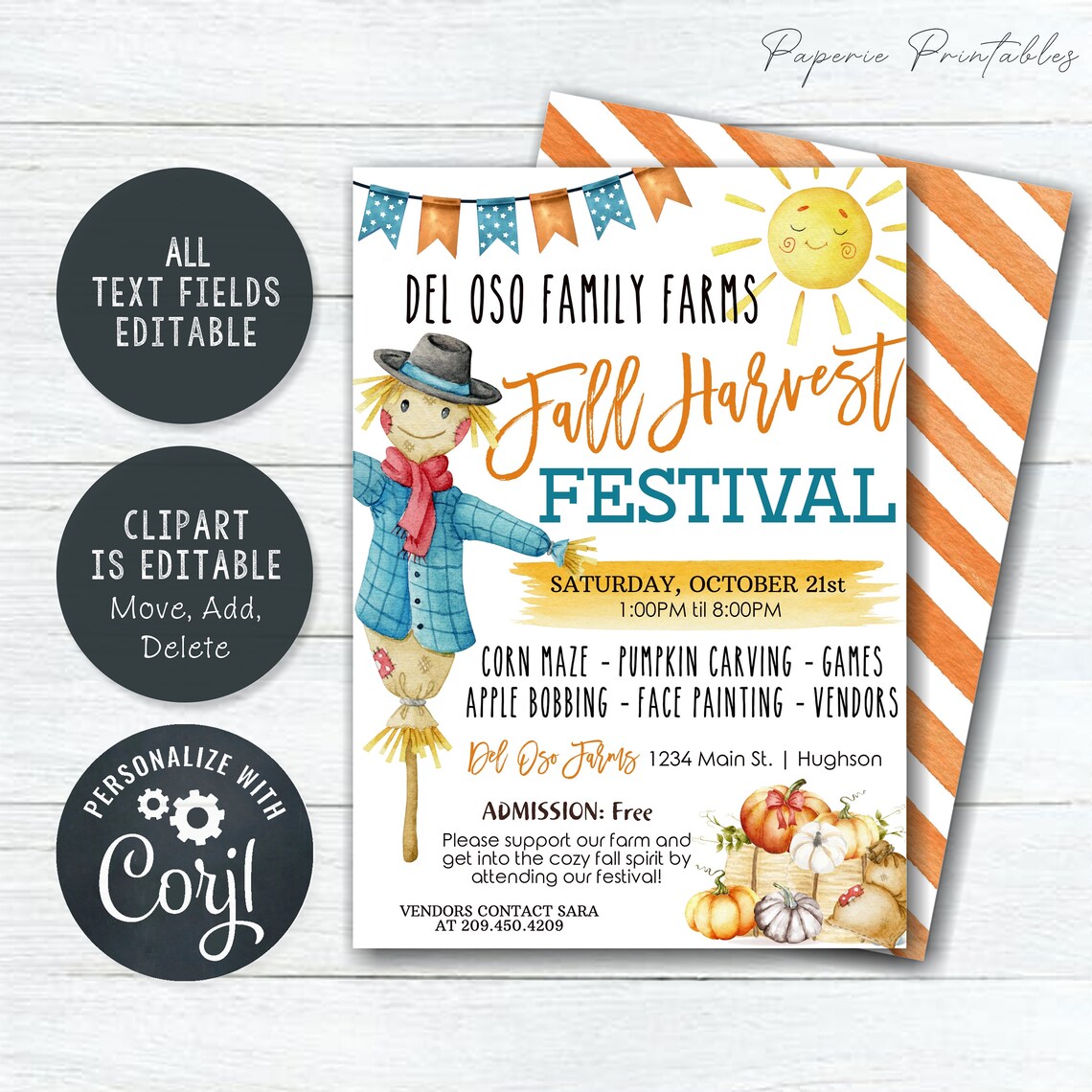 EDITABLE Fall Harvest Festival Flyer School Festival Flyer - Etsy