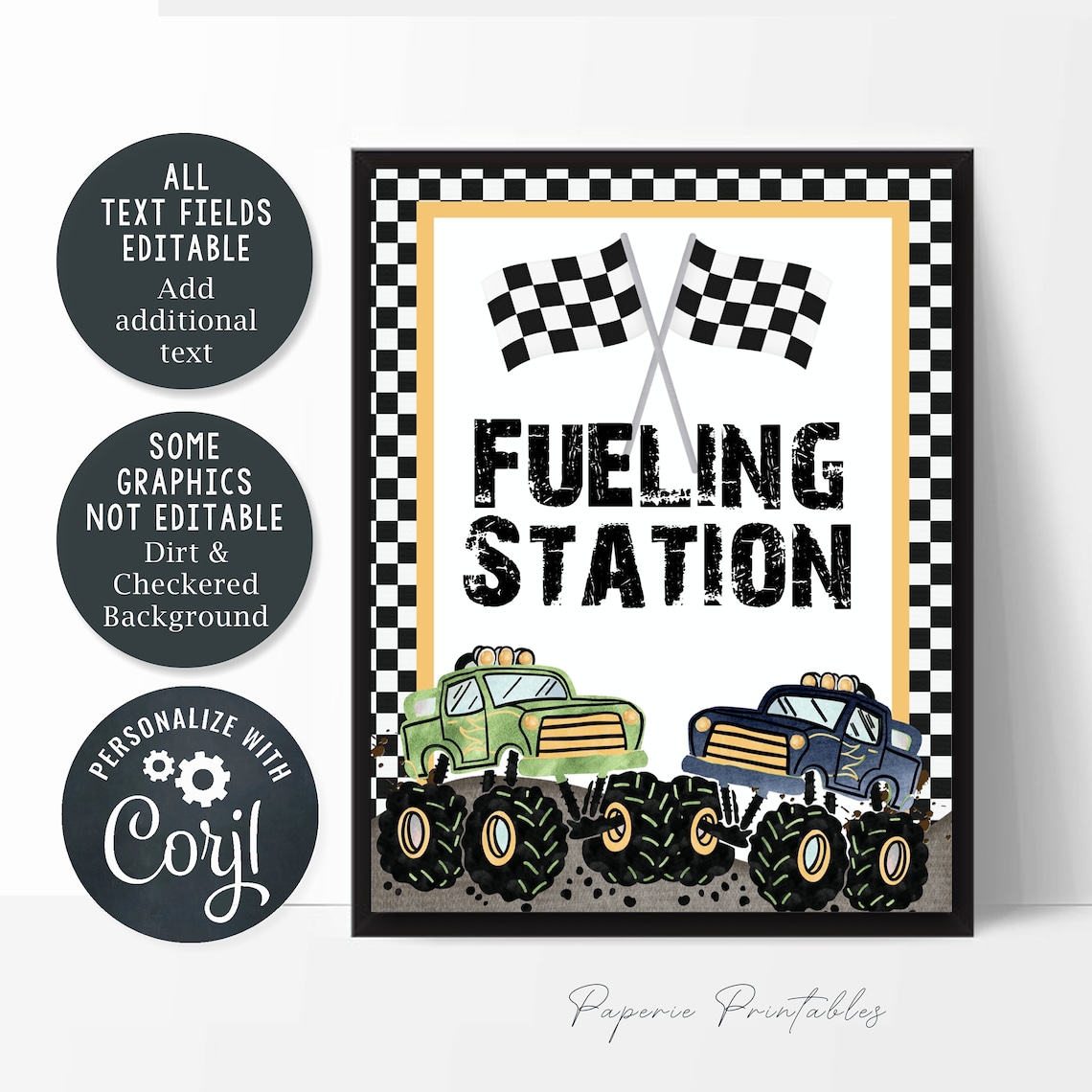 EDITABLE Monster Truck Party Signs DIY Monster Truck Party | Etsy