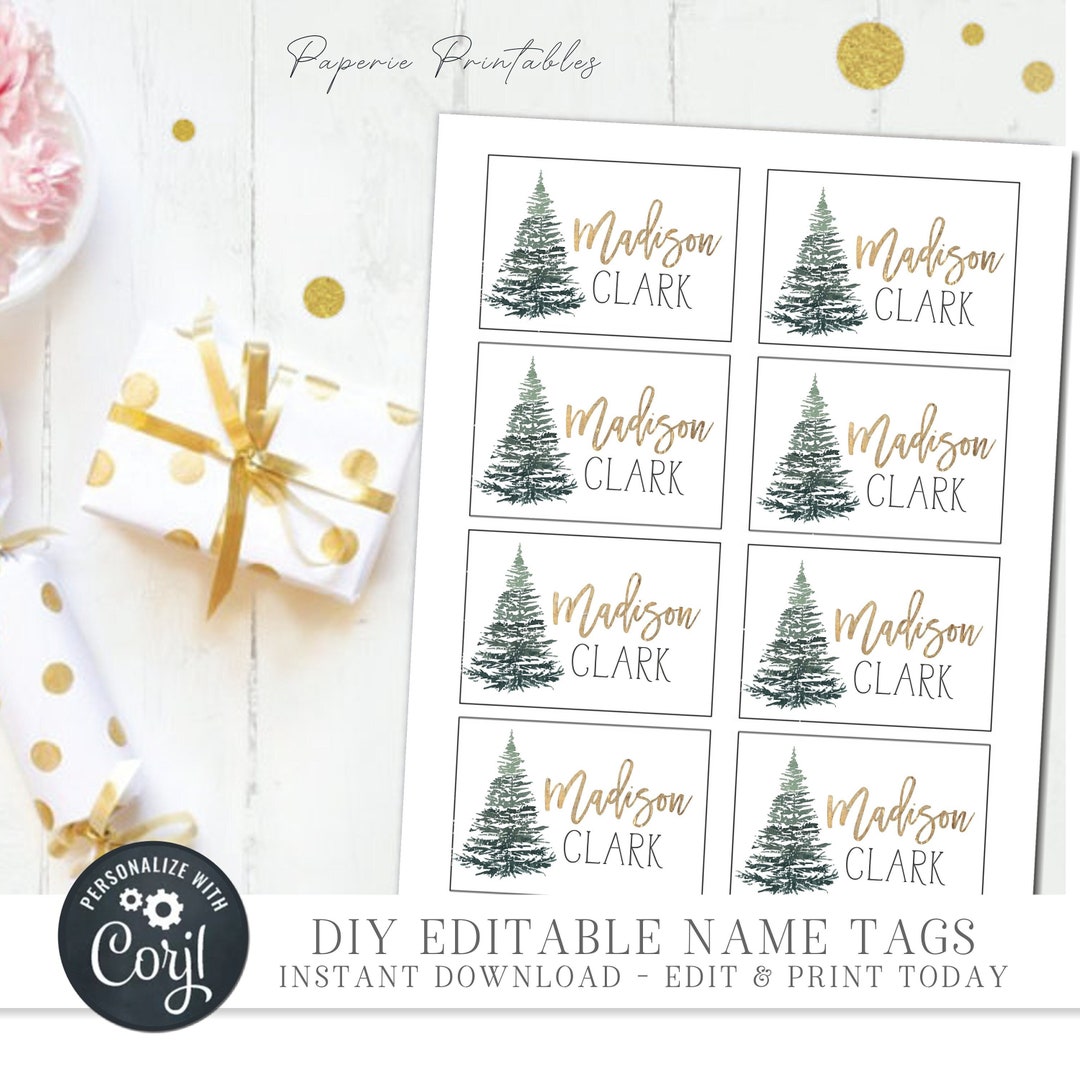 Editable Christmas Tree Name Tag Labels (DIY Corjl) - Etsy