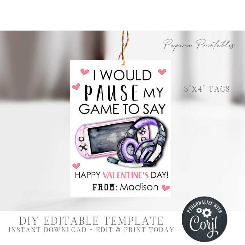 EDITABLE Girl Gamer Valentine Cards Gamer Valentine Cards - Etsy