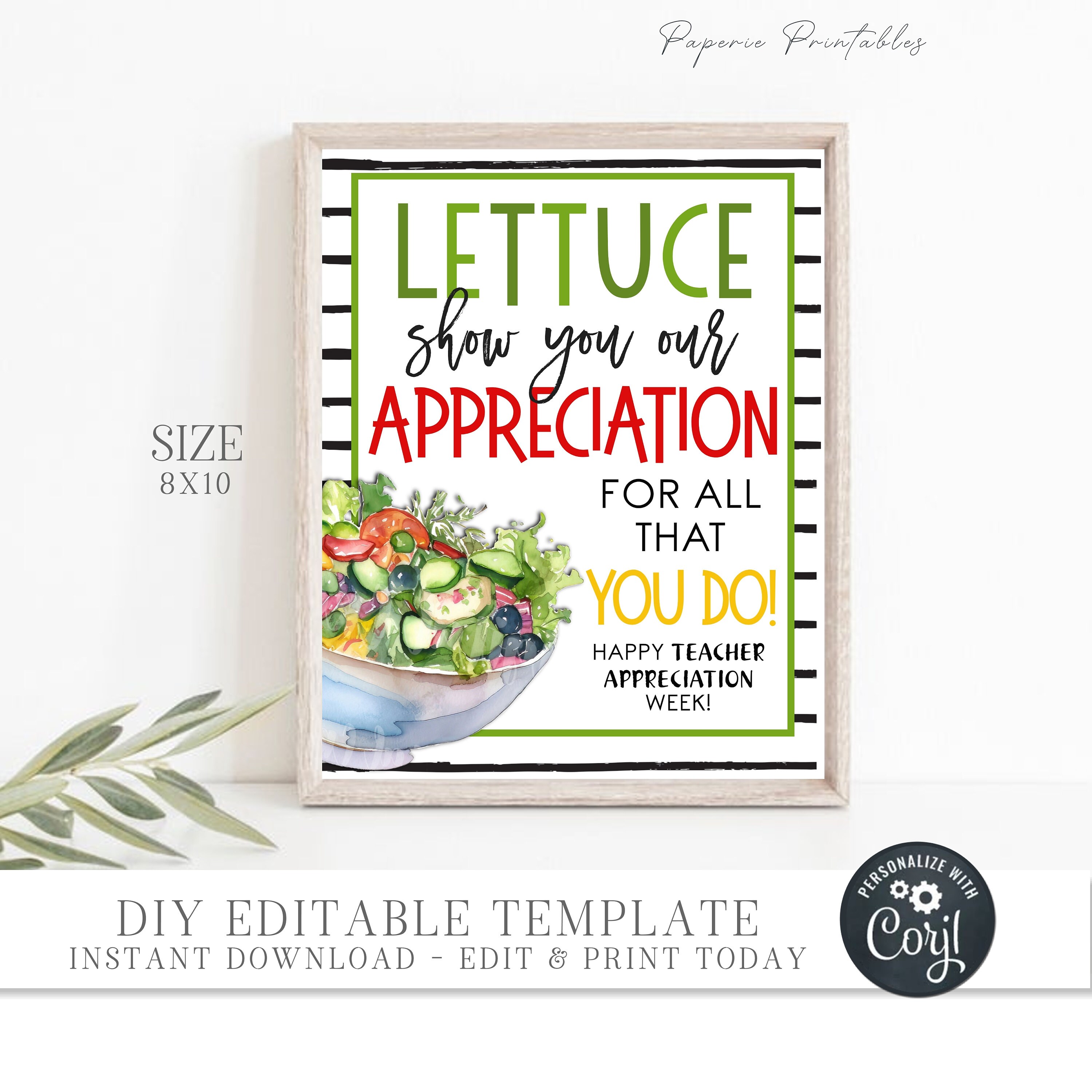 Editable Salad Bar Teacher Appreciation Sign (digital Download) #TAS29 ...