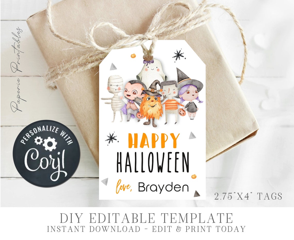 EDITABLE Halloween Tag Printable Halloween Favor Tags | Etsy
