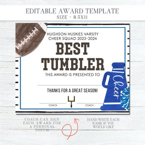 Editable Cheerleading Awards: End of Season Team Certificate (DIY Corjl ...