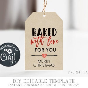 Editable Baked With Love Gift Tags: DIY Christmas Cookie Tags (corjl ...