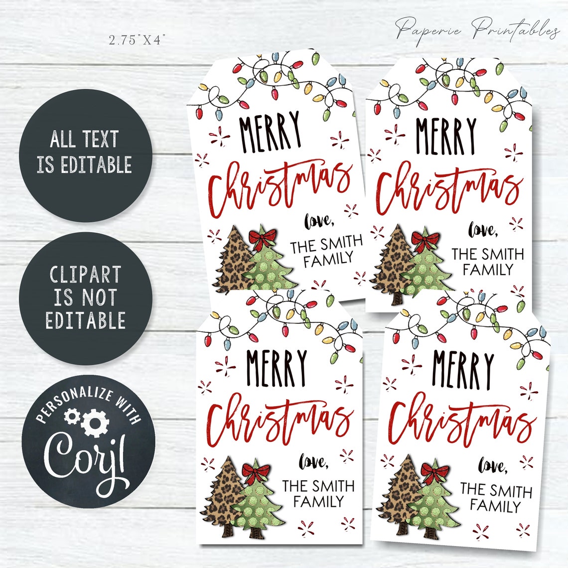Editable Merry Christmas Tag Merry Christmas Gift Tag - Etsy