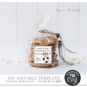 Editable Soccer Valentine Cards: Kids Printable Tags (DIY Corjl) - Etsy