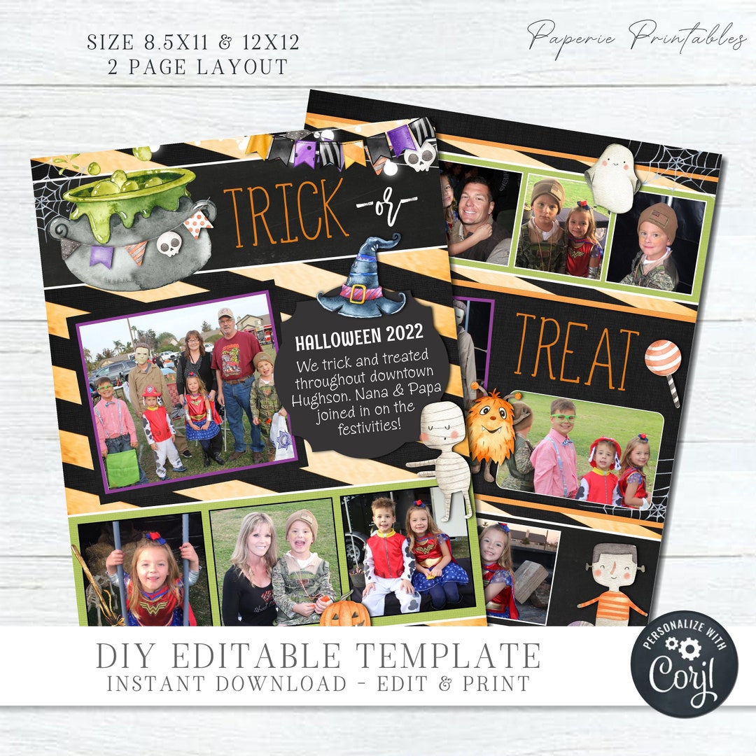 EDITABLE Scrapbooking Quick Pages, Halloween Scrapbooking Album Pages ...