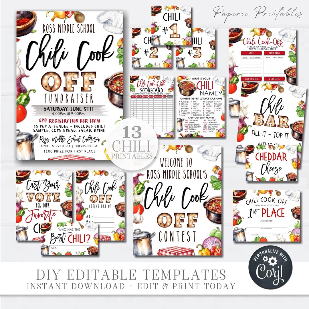 Editable Chili Cook-off Competition Bundle: DIY Printables (corjl) # ...
