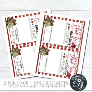 EDITABLE Thanks for Being an AMAZING Teacher, Teacher Christmas Gift ...