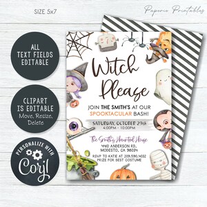 EDITABLE Witch Please Halloween Party Invitation, Halloween Party ...