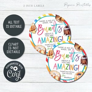 EDITABLE Bundt Cake Appreciation Label, No Ifs, Ands or Bundts ...