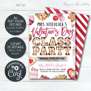 EDITABLE Valentine's Day Class Party Invitation, Valentine's Day Party ...