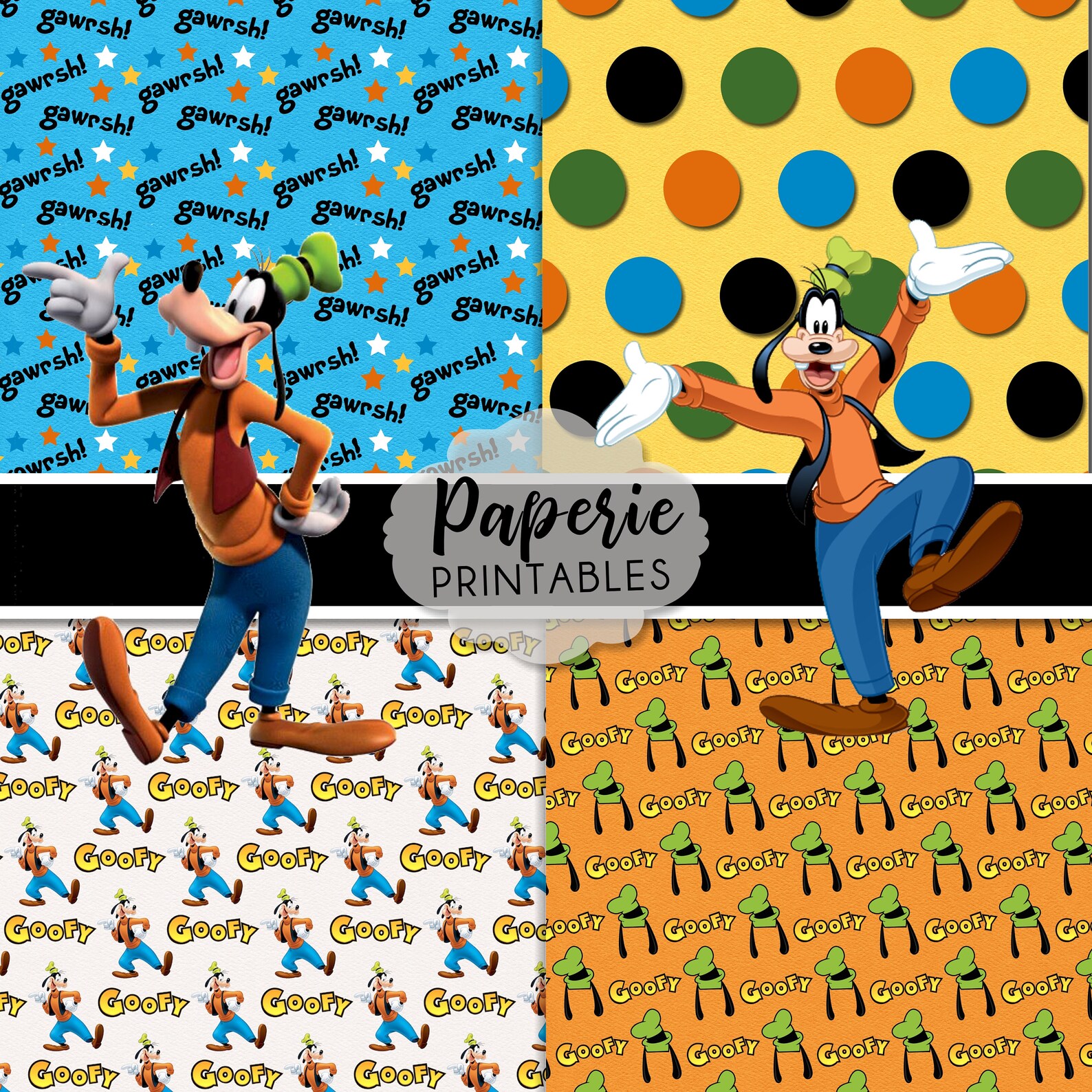 Goofy Digital Paper 8.5x11 Goofy Digital Scrapbooking | Etsy