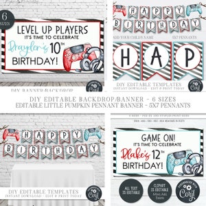 EDITABLE Video Game Birthday Bundle, Gaming Birthday Party Printables ...