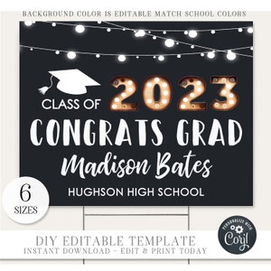 EDITABLE Graduation Yard Sign Class of 2023 Graduation Sign - Etsy