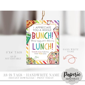 Pizza Lunch Teacher Appreciation Gift Tag: Editable Printable (DIY) # ...