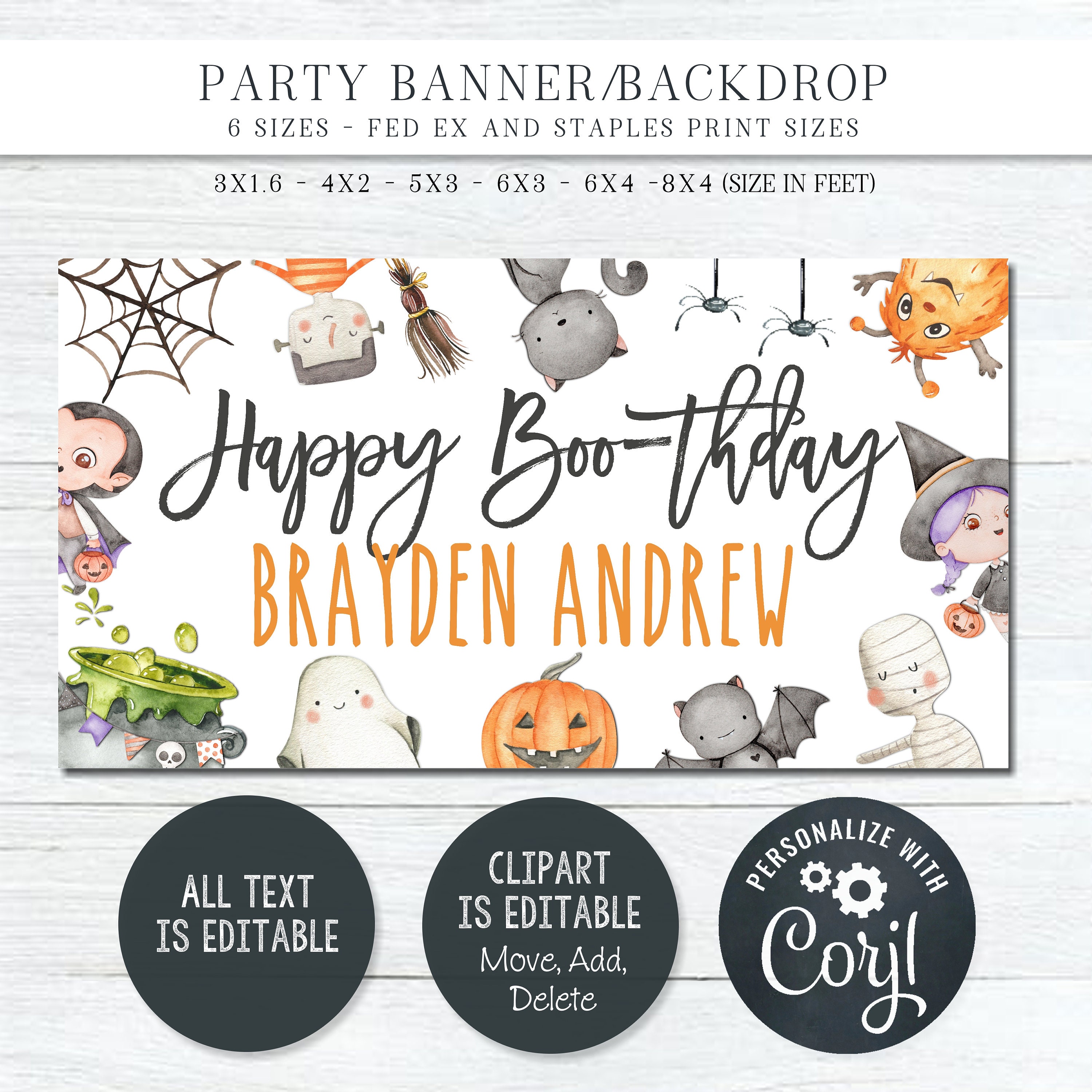 EDITABLE Halloween Birthday Decorations Halloween Backdrop - Etsy