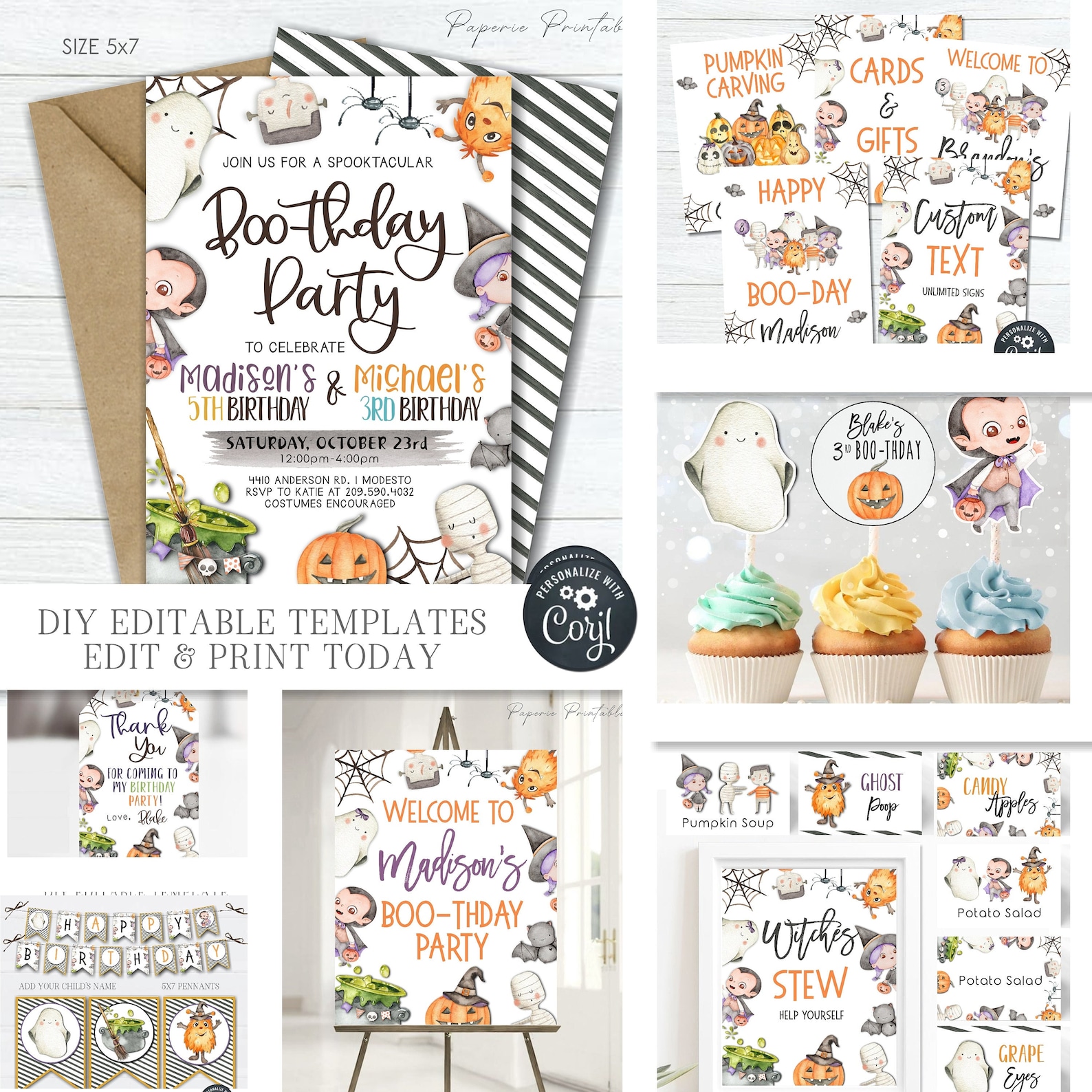 EDITABLE Halloween Birthday Party Bundle Halloween Party - Etsy
