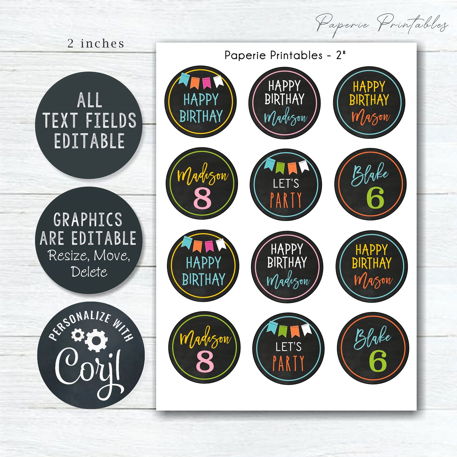 Editable Siblings Birthday Cupcake Toppers (digital Download) #BP101 - Etsy