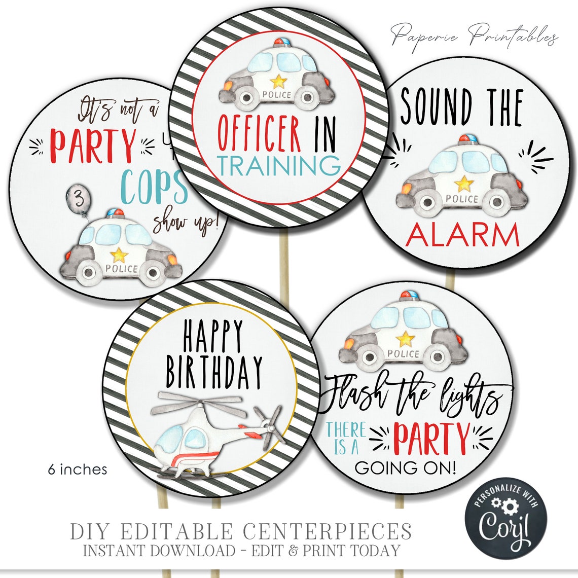 EDITABLE Police Birthday Party Decorations Police Birthday - Etsy