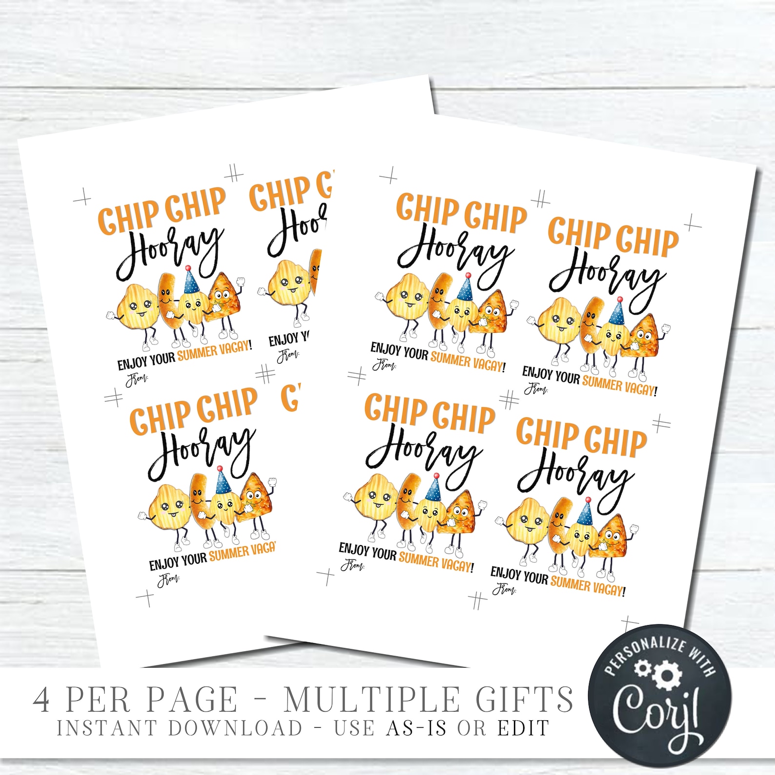 EDITABLE Thank You Teacher Gift Tag, End of School Chips Gift Tag, Chip ...