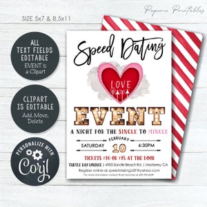 Editable Speed Dating Event Flyer Template (corjl DIY) - Etsy