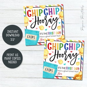 EDITABLE First Day of School Chips Teacher Gift Tag, Thank You Teacher ...