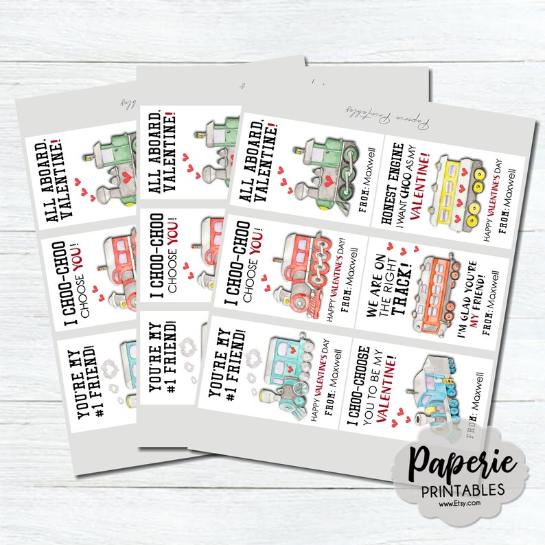 Editable Train Valentine Tags Kids Valentine Cards School | Etsy