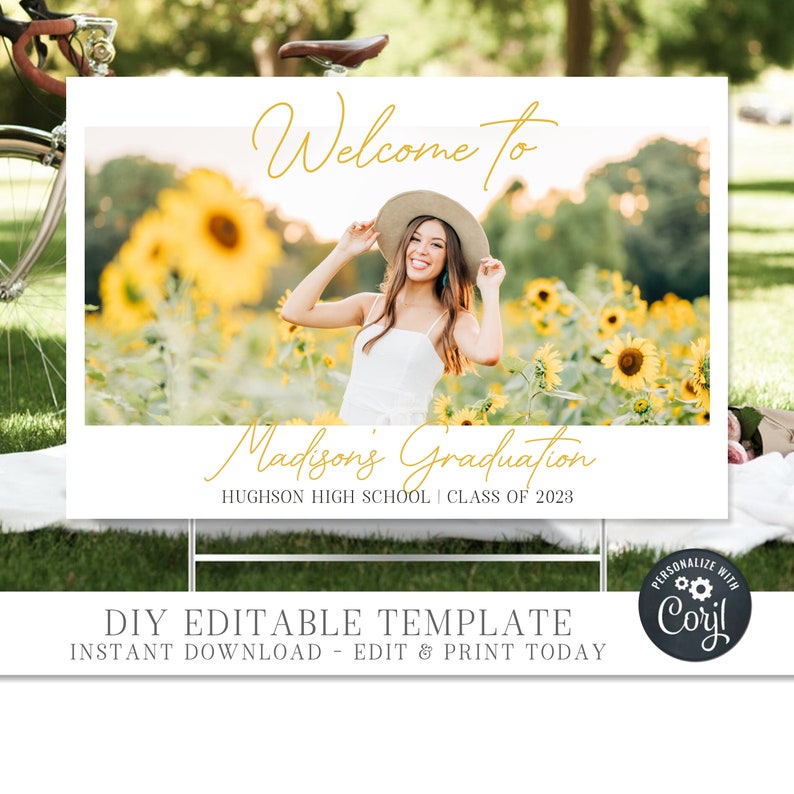 EDITABLE Graduation Welcome Sign Graduation Photo Sign - Etsy