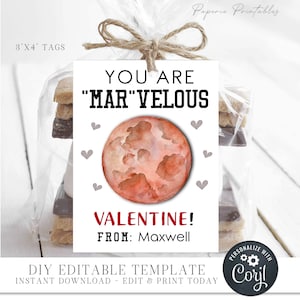 Editable Outer Space Valentine Tags, Space Valentine Cards , Kids ...