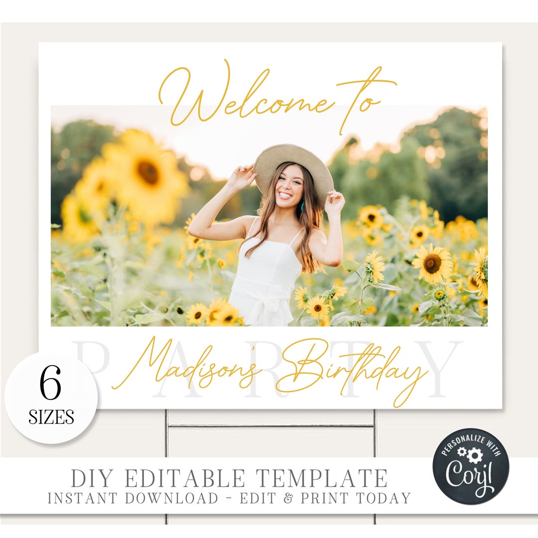 EDITABLE Birthday Welcome Sign Birthday Photo Sign Welcome - Etsy EDITABLE Birthday Welcome Sign Birthday Photo Sign Welcome - Etsy