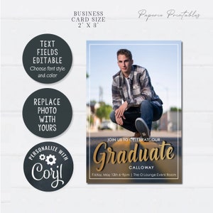 EDITABLE Graduation Party Business Cards, Class of 2023 Graduation ...