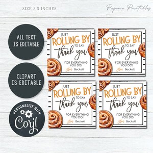EDITABLE Cinnamon Rolls Appreciation Gift Tag, Teacher Appreciation Tag ...