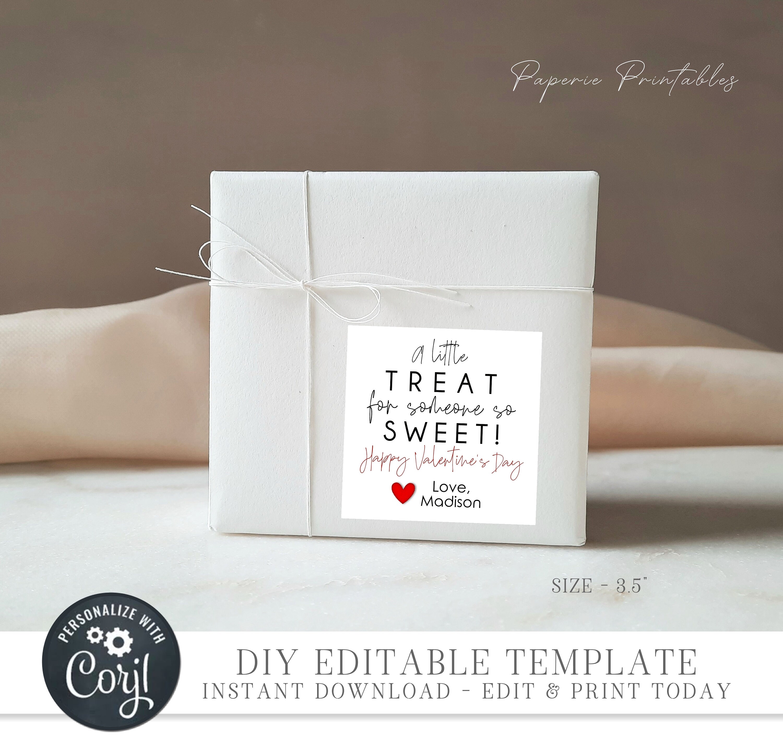 Editable Valentine's Day Gift Tag, A Little Treat for Someone Sweet ...