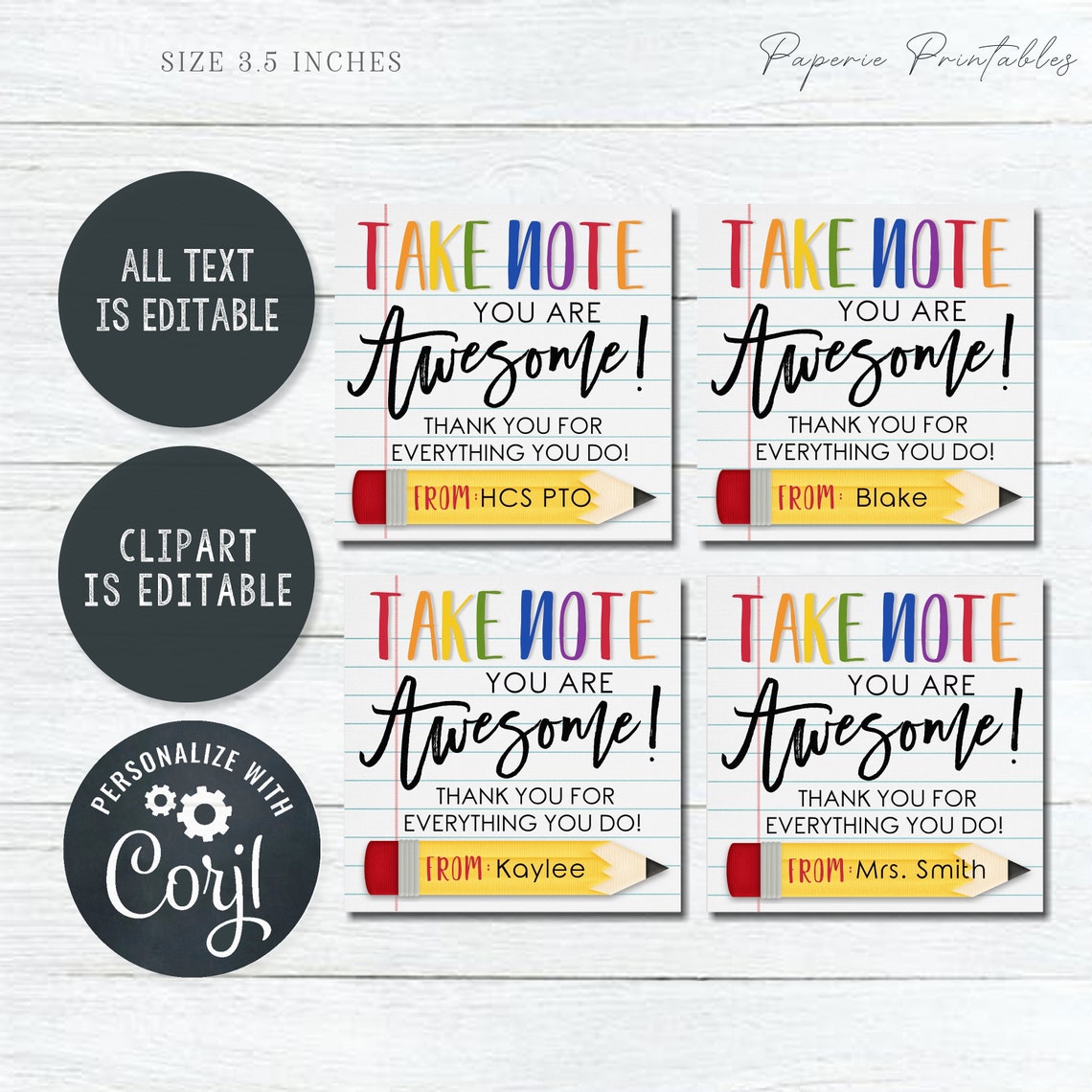 Editable Pencil Teacher Appreciation Gift Tag (DIY Corjl Template) - Etsy