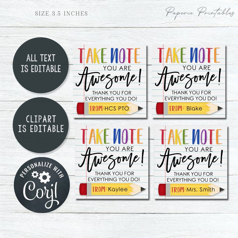 Editable Pencil Teacher Appreciation Gift Tag (DIY Corjl Template) - Etsy
