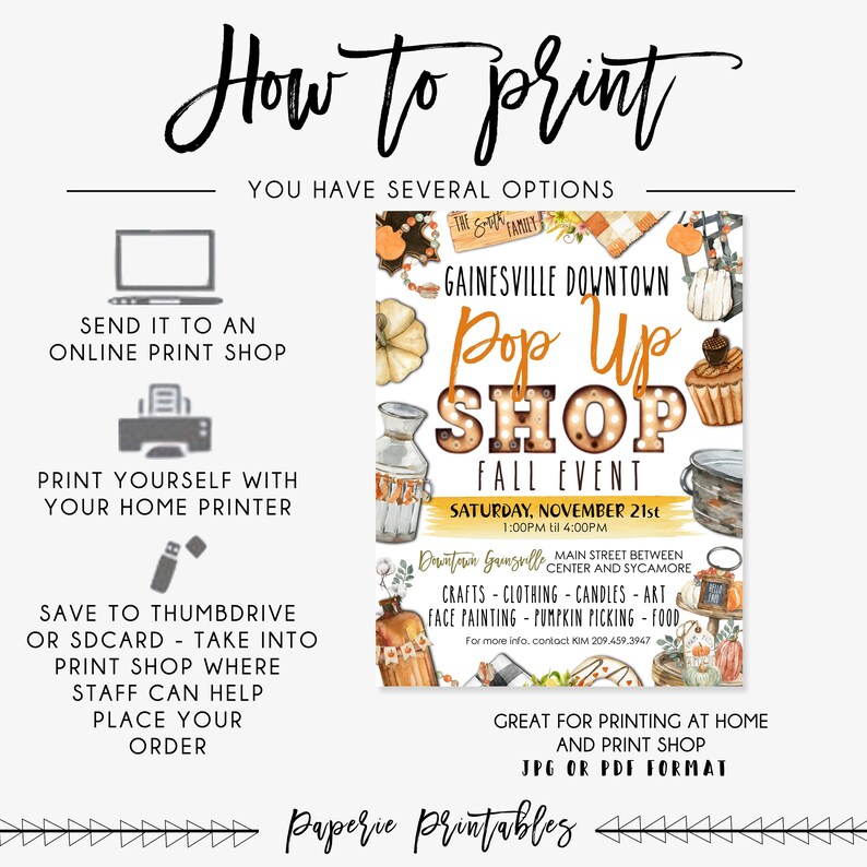 Editable Fall Pop up Shop Flyer: Boutique Event Template (DIY Corjl) - Etsy