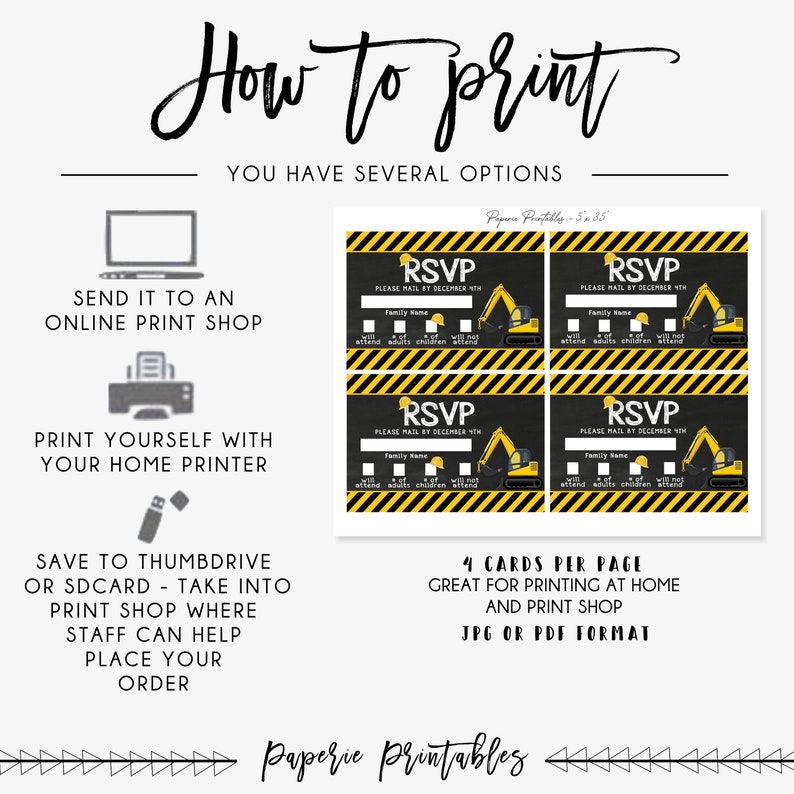 Editable Construction Birthday RSVP Cards (digital Download) #BP11 - Etsy