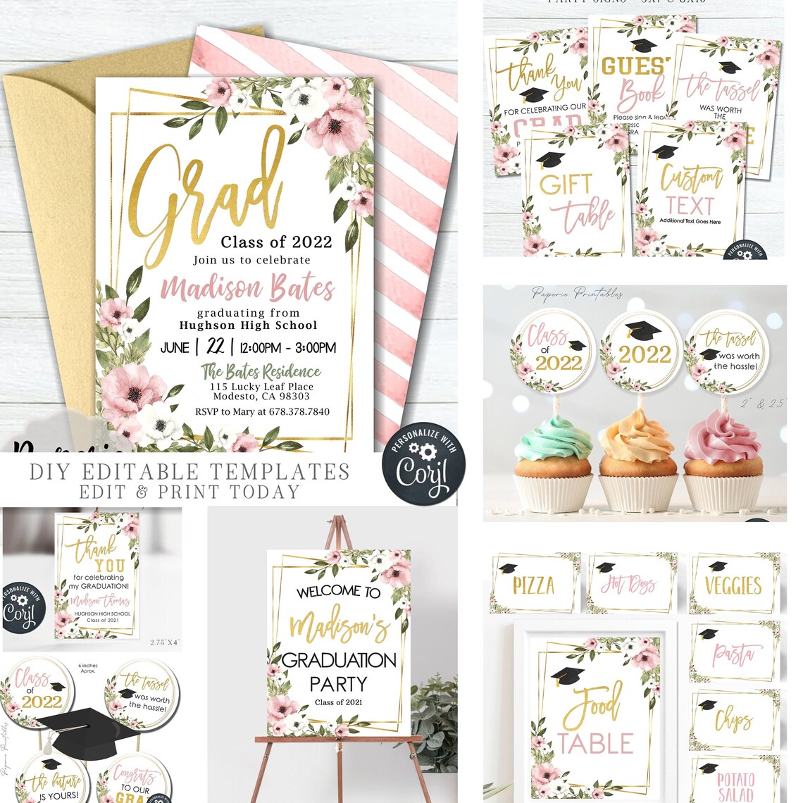 EDITABLE Girl Graduation Party 2023 Bundle Girl Graduation - Etsy