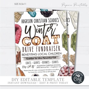 Winter Coat Drive Flyer: Editable Fundraiser Template (digital Download ...
