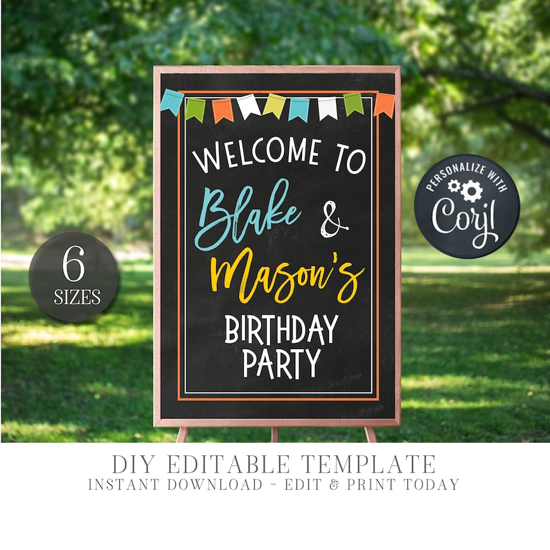 Editable Birthday Party Welcome Sign Kids Birthday Party - Etsy